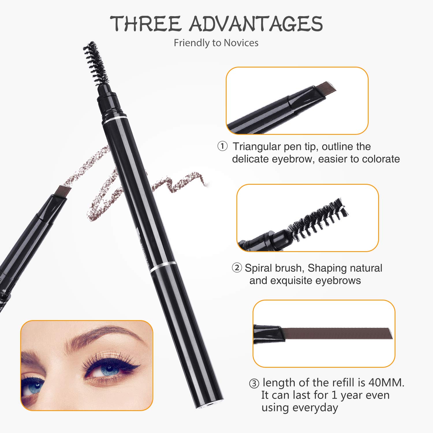 HOCOSY Eyebrow Kit, 8 in 1 Tweezers for Eyebrows, Professional Eyebrow Grooming Set include Stainless Steel Eyebrow Razor Eyebrow Brush Eyebrow Scissors Brown Eyebrow Pen with Travel Case