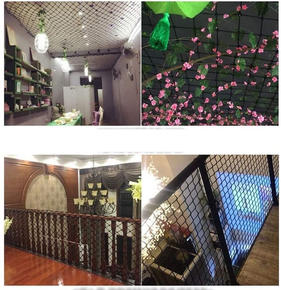 RZM Railings Safety Net Black Decor Net, Climbing Cargo Net Rope 8mm Balcony Protective Net Child Stair Safety Net Waterproof Hand-Woven Nylon Fence Net Fall Protection Mesh 6cm child safety netting f