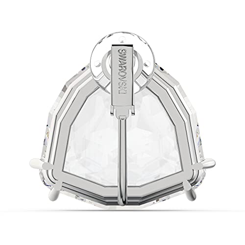 SWAROVSKI Mesmera Clip Earring, Large and Clear Trillion Cut Crystal with a Rhodium Finish Setting, Part of the Swarovski Mesmera Collection