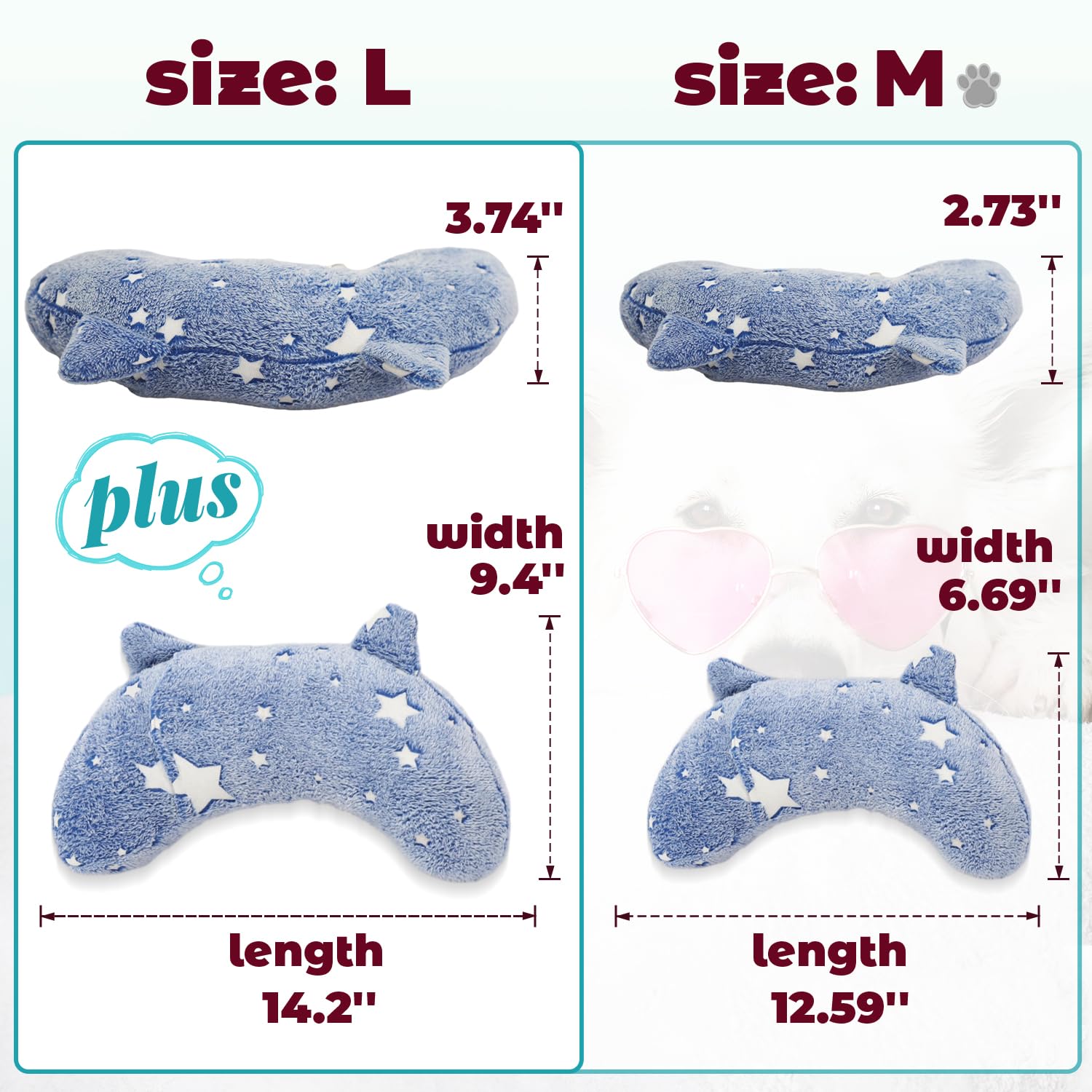 POMESEA Dog Calming Pillow, Dog Neck Pillow Soft Fluffy Pet Calming Toy Half Donut Cuddler, U-Shaped Pillow for Pet, Joint Relief Sleeping Improve (Large, Gray)