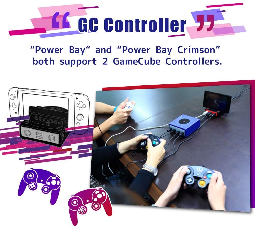Brook Power Bay Crimson - Portable and Fast Charging Dock Stand, Docking Station for NS Switch, Compatible with Switch and GC Controllers, Support HDMI Out Put