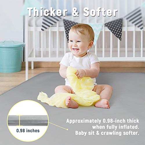 Minnebaby 8 Panel Playpen Mattress Compatible with Regalo Extra Large Play Yard, Self Inflating Octagon Playard Mat, Comfortable and Portable Pad with Carry Bag - Grey