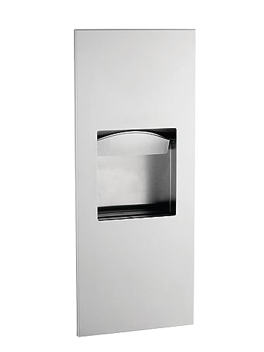 BOBRICK 36903 TrimLineSeries Stainless Steel Recessed Paper Towel Dispenser with 1.6-Gallon Waste Receptacle
