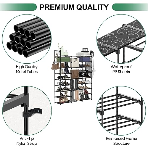 BALEINE 9 Tiers Shoe Rack Organizer, Vertical Large Capacity Shoe Storage Shelf Stackable Shoe Racks for Entry Hallway, Closet, Bedroom, Garage