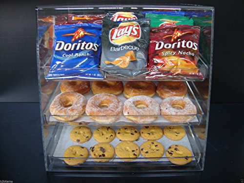 Displays2buy Acrylic Pastry Bakery Donut Bagels Cookie Display Case w/3 trays