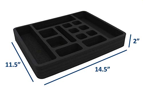Polar Whale Makeup Drawer Organizer Compatible with IKEA Alex Tray Washable Waterproof Foam Insert for Home Bathroom Bedroom Office 11.5 x 14.5 Inches 14 Compartments for Cosmetics Black
