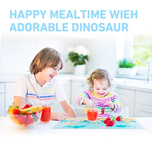 Disposable Stick-on Placemats 40 Pack for Baby & Kids, Toddler Placemats in Reusable Pouch 12" x 18" (Blue Ocean Life)