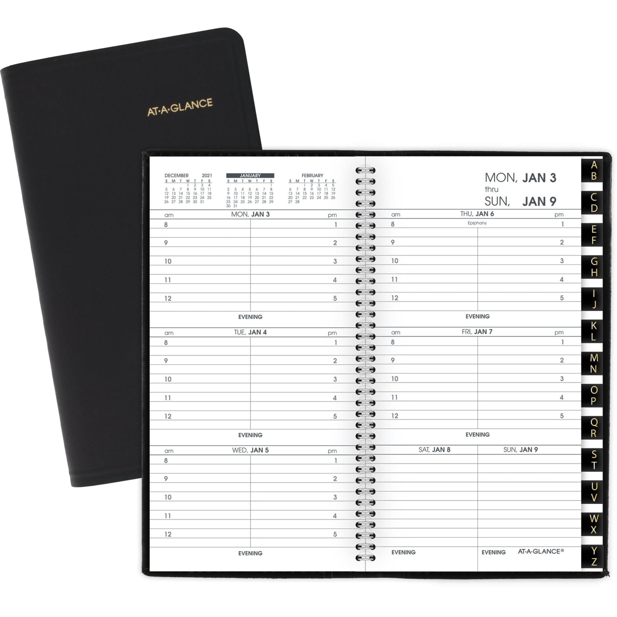 2022 Pocket Calendar by AT-A-GLANCE, Weekly Planner, 3-1/4" x 5-3/4", Pocket Size, Designer Cover, Black (7040205)