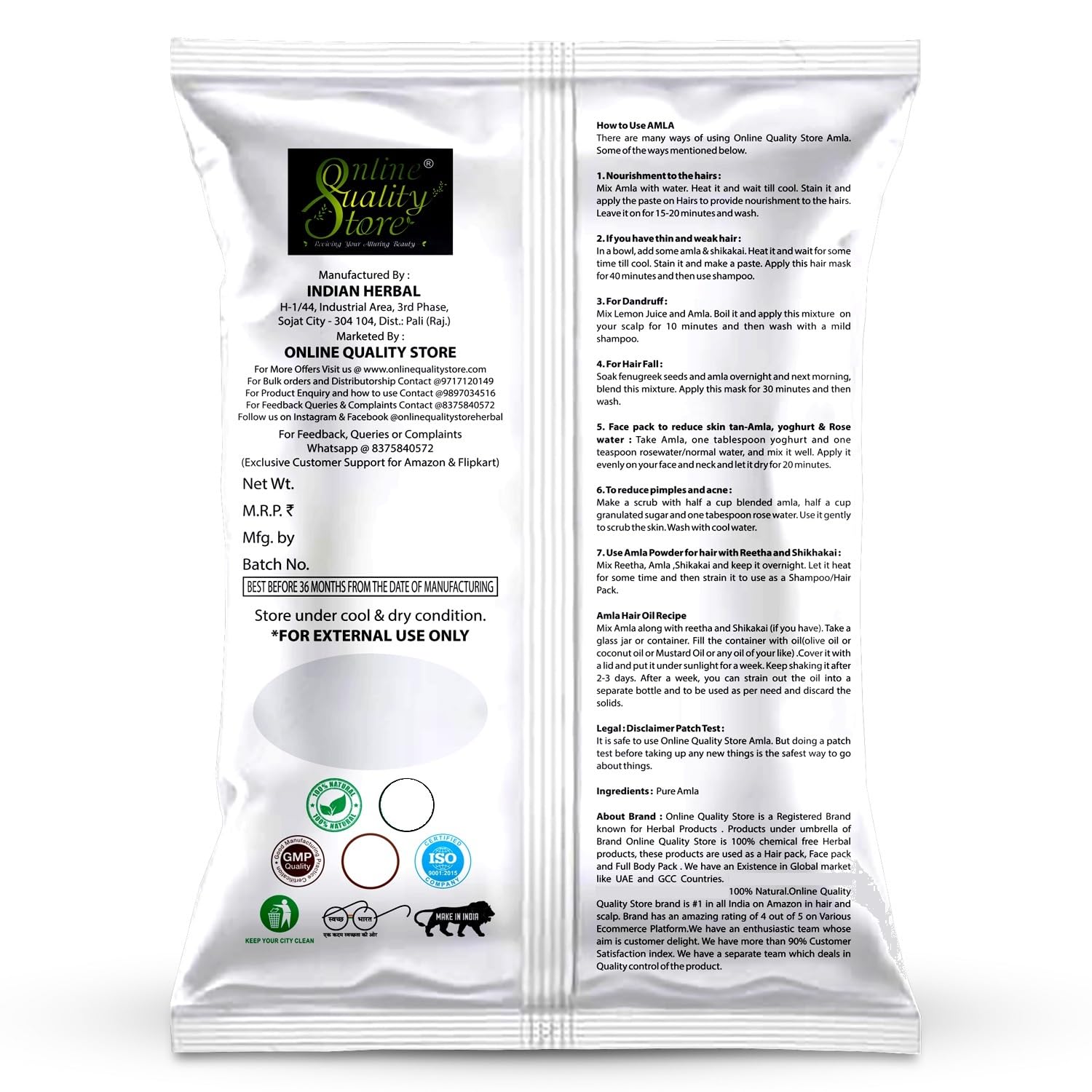 Online Quality Store Reetha Amla Shikakai (Raw Form) Combo Pack, 300 g (Pack of 3)