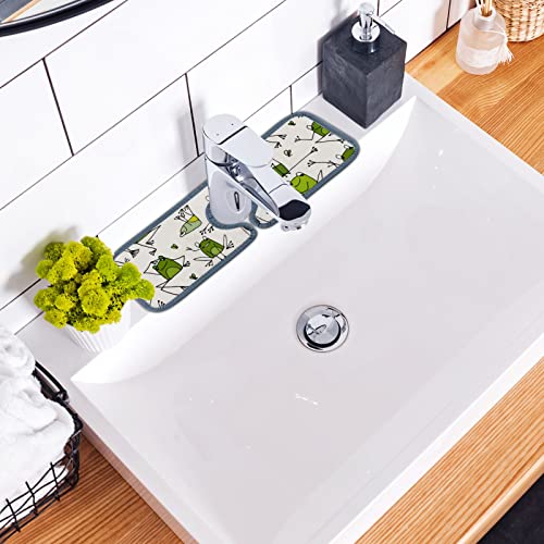 Absorbent Kitchen Faucet Mat 4 Pieces Funny Frogs Cute Animals Faucet Sink Splash Guard Bathroom Counter and RV,Faucet Counter Sink Water Stains Preventer