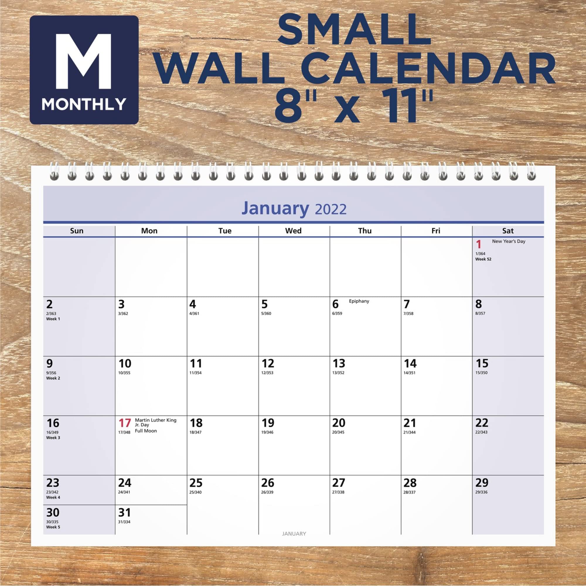2022 Wall & Desk Calendar by AT-A-GLANCE, 11" x 8", Small, Monthly, Wirebound, QuickNotes, Daily Blocks 1-1/4” x 1-1/4” (PM5028)