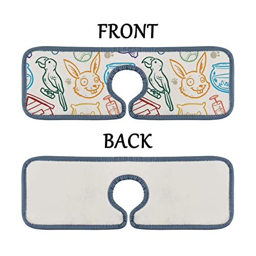 Absorbent Kitchen Faucet Mats 4 Pieces Colorful Pets Funny Faucet Sink Splash Guard Bathroom Counter and RV,Faucet Counter Sink Water Stains Preventer
