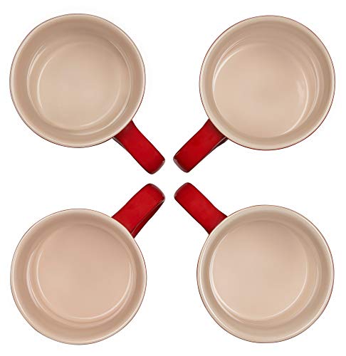 Le Creuset Stoneware Set of 4 Mugs, 14 oz. each, Cerise