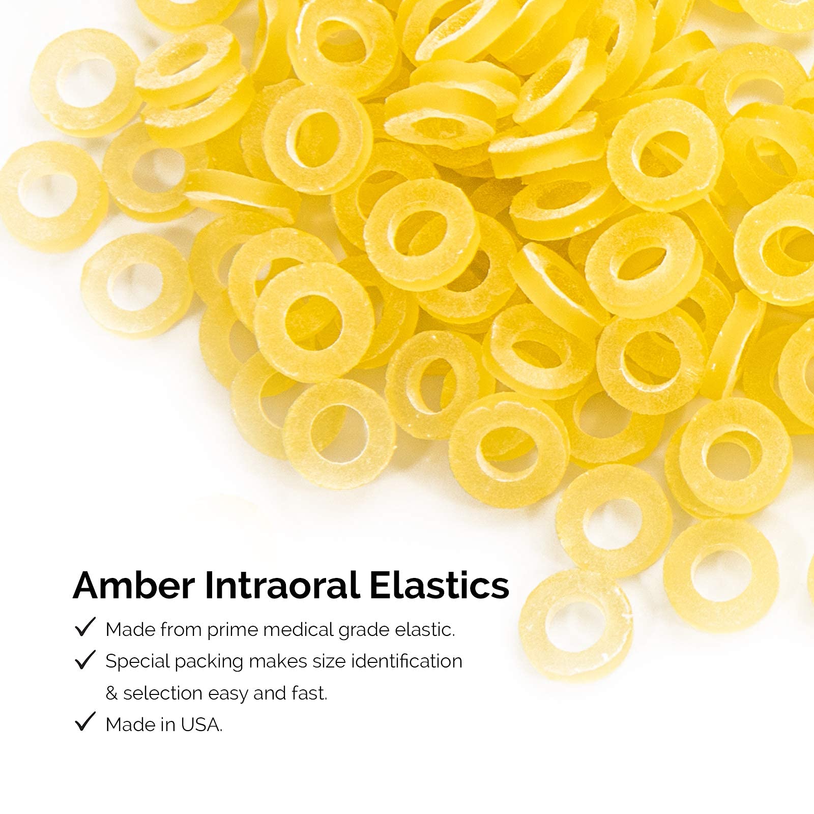 JMU Orthodontic Elastics 1/4 Heavy, 500 pack Intraoral Elastic Bands Latex Dental Rubber Bands Made in USA