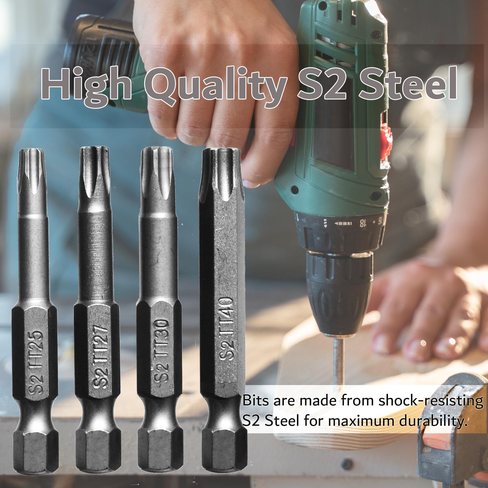 SKZIRI 8Pcs 5 Point Torx Star Security Screwdriver Bits Set Magnetic Tamper Proof T8-T40 1/4" Hex Shank
