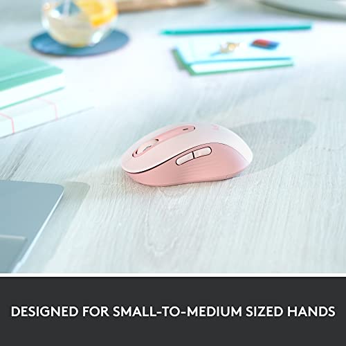 Logitech Signature M650 Wireless Mouse - For Small to Medium Sized Hands, 2-Year Battery, Silent Clicks, Customizable Side Buttons, Bluetooth, for PC/Mac/Multi-Device/Chromebook - Rose