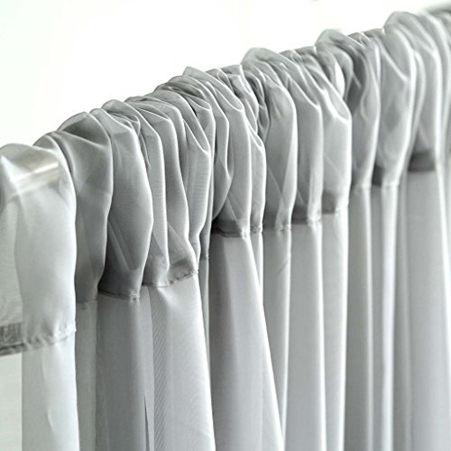 BalsaCircle 10 feet x 10 feet Silver Sheer Voile Backdrop Drapes Curtains 2 Panels 5x10 ft - Wedding Ceremony Party Home Decorations