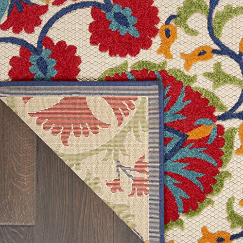 Nourison Aloha Indoor/Outdoor Red/Multi 2'3" x 12' Area -Rug, Easy -Cleaning, Non Shedding, Bed Room, Living Room, Dining Room, Deck, Backyard, Patio (2x12)