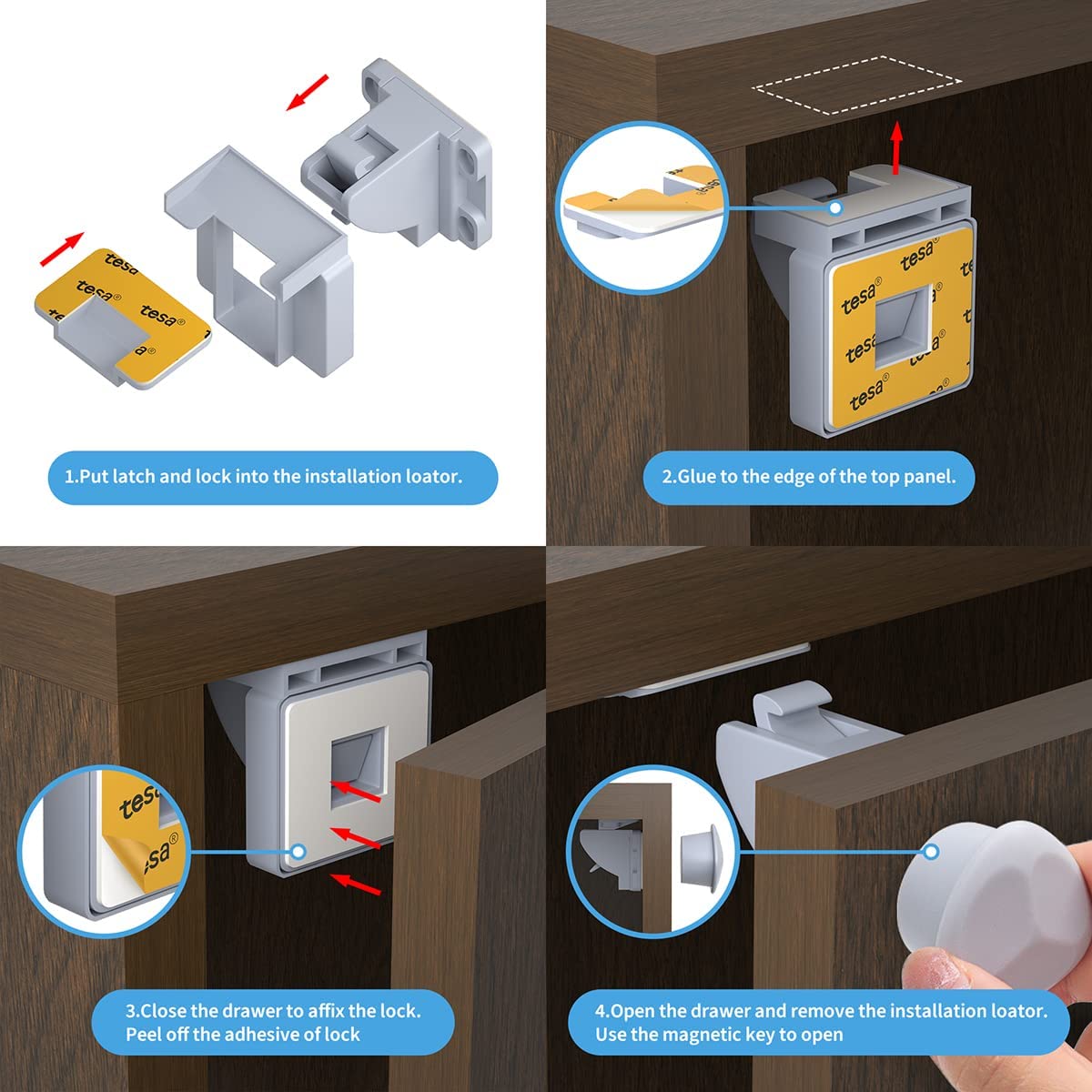 Magnetic Cabinet Locks (10 Locks 2 Keys), Cabinet Locks for Babies, Baby Proofing & Child Safety by TYRY.HU, Baby Proofing Cabinets, Fit Most Cabinets and Drawers No Screws or Tools Needed(10Locks)