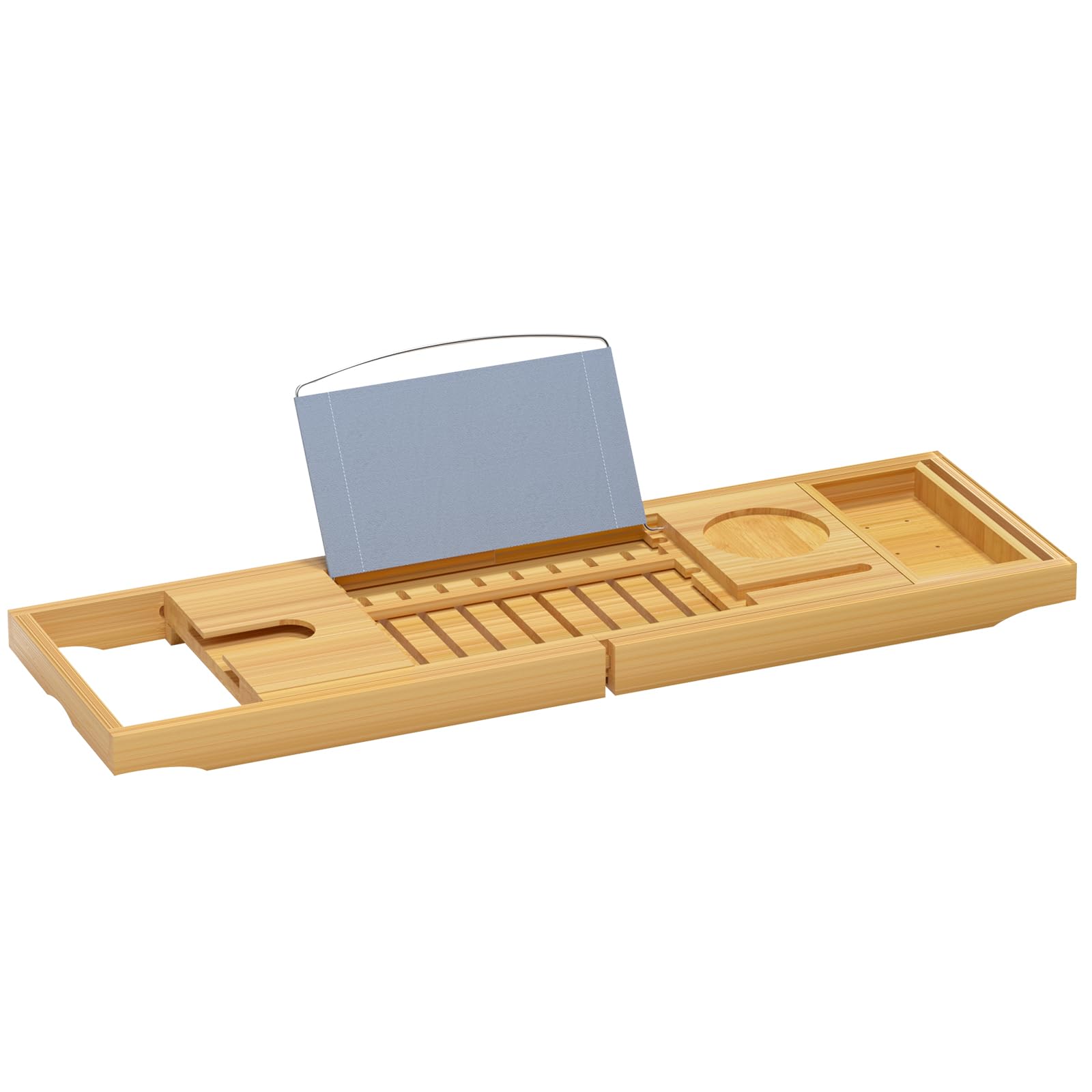 Sen Yi Bao Luxury Bathtub Caddy Tray,Bamboo Bathtub Tray Caddy - Wood Bath Tray Expandable,Can be Placed Book and Integrated Tablet Smartphone and Wine Holder - Gift Idea for Loved Ones