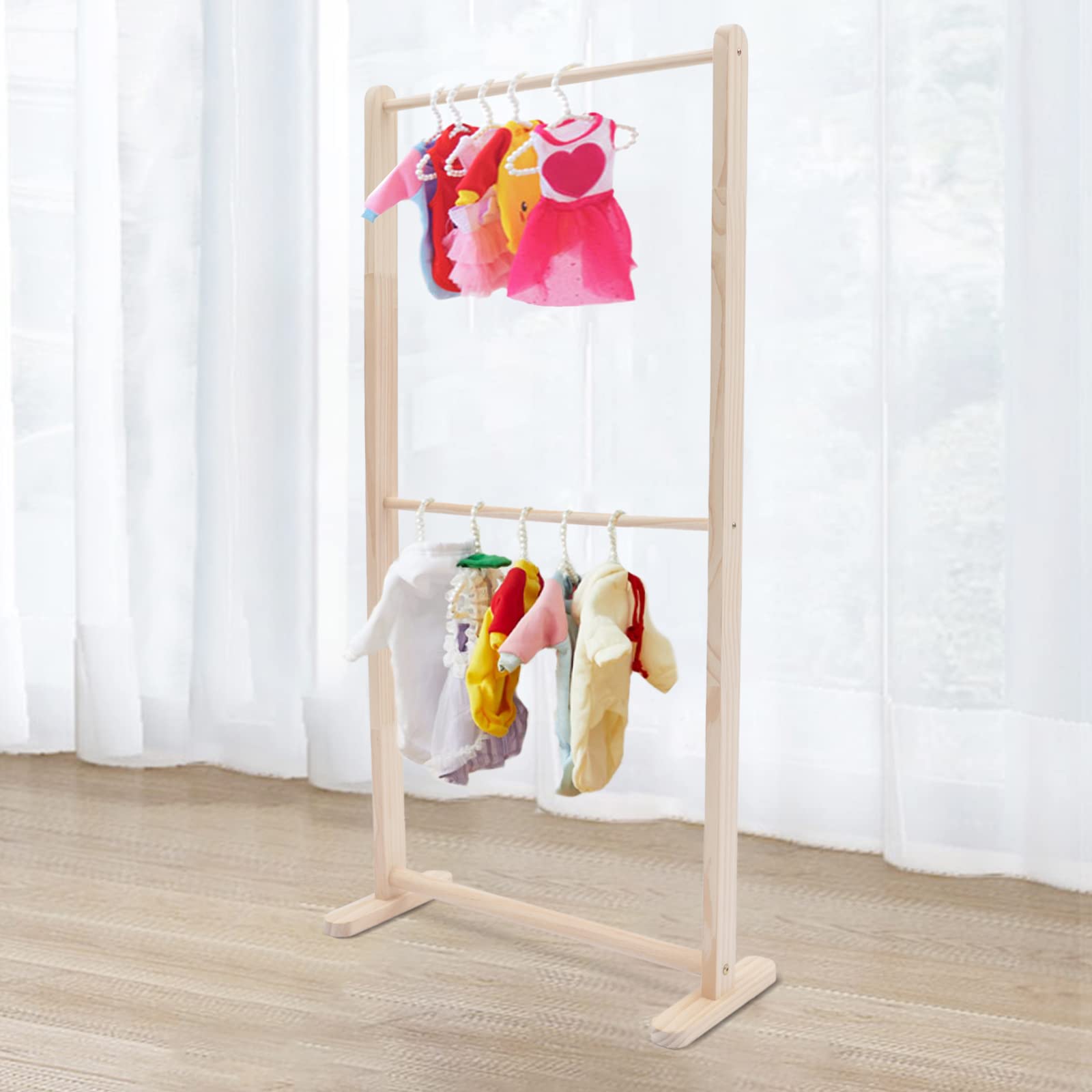 GDNTMU Dog Closet Garment Rack, Small Clothes Rack, Wood Pet Clothing Display Stand, Dog Garment Rack, Children's Clothes Organizer