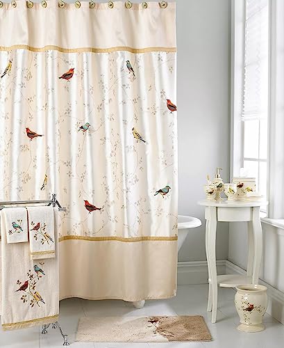 Avanti Linens Gilded Birds Waste Basket, Ivory
