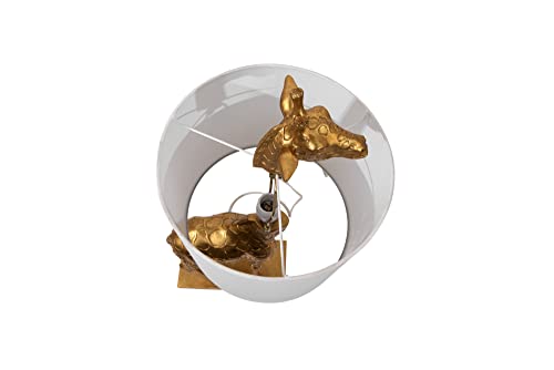 Creative Co-Op Resin Giraffe Table Lamp with Linen Shade, Distressed Gold