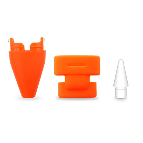 Replacement Pencil Tips + Pencil Cap Set Compatible with Logitech Crayon Digital Pencil, Replacement Accessories Pencil Nib+Pencil Nib Cover+ Protective Pencil Cap Combo for Logitech Crayon,Orange