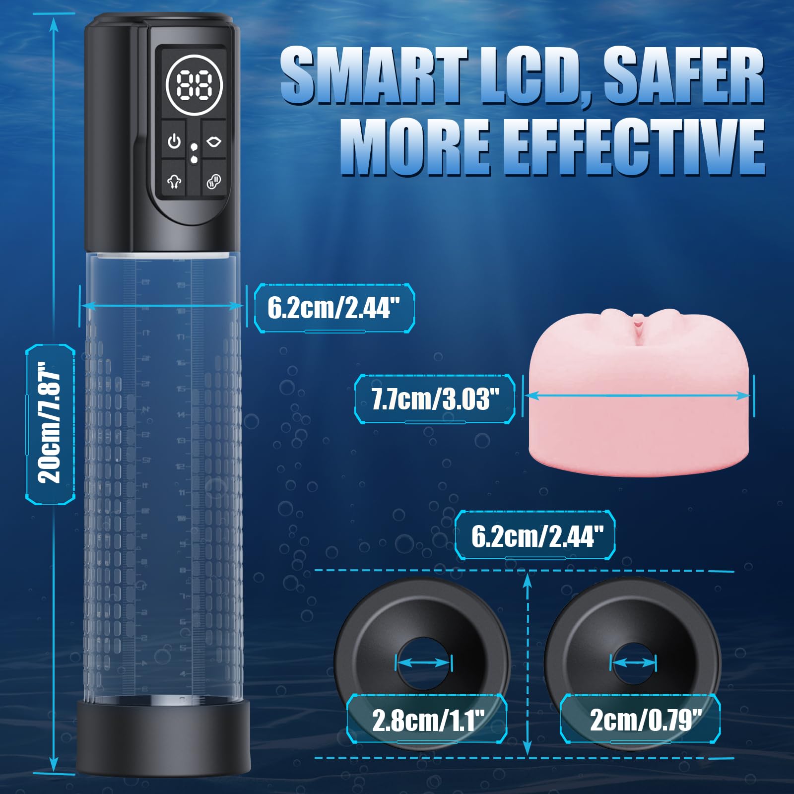 3 in 1 Waterproof Electric Penis Pump - 12 Training Modes, Hydro Penis Enlarger and Vacuum Erection Device - Sex Toys for Men