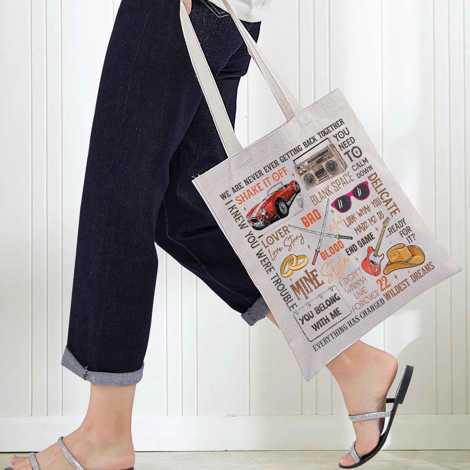 BWWKTOP WZMPA Singer Album Canvas Tote Bag Singer Tour Gifts Song Lyrics Shoulder Bag Singer Merchandise (WE ARE NEVER)