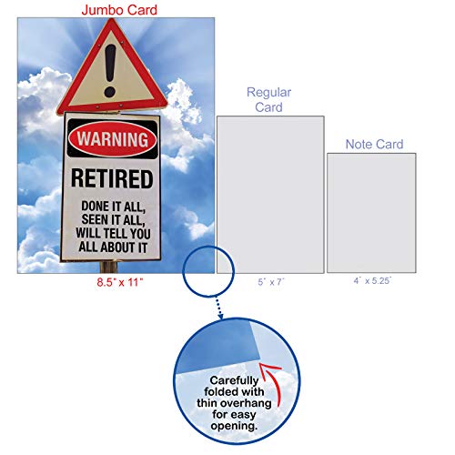 NobleWorks, Retired Warning Sign - Big Funny Group Retirement Card (8.5 x 11 Inch) J3221RTG-US