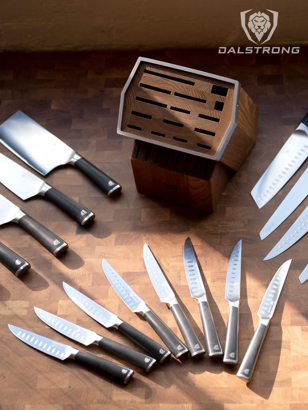 DALSTRONG Vanquish Series-24pc Stainless Steel Knife Set with Block and Kitchen Scissors-Forged High Carbon German Steel-Gift Knife Set w/POM Black Handle-NSF Certified