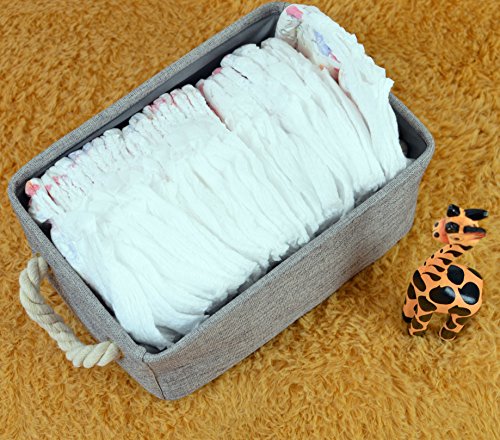 Decorative Storage Basket Bin with Lip, Collapsible Storage Box for House Organizer. (12.2 x 8.3 x 5.1inch, Grey)