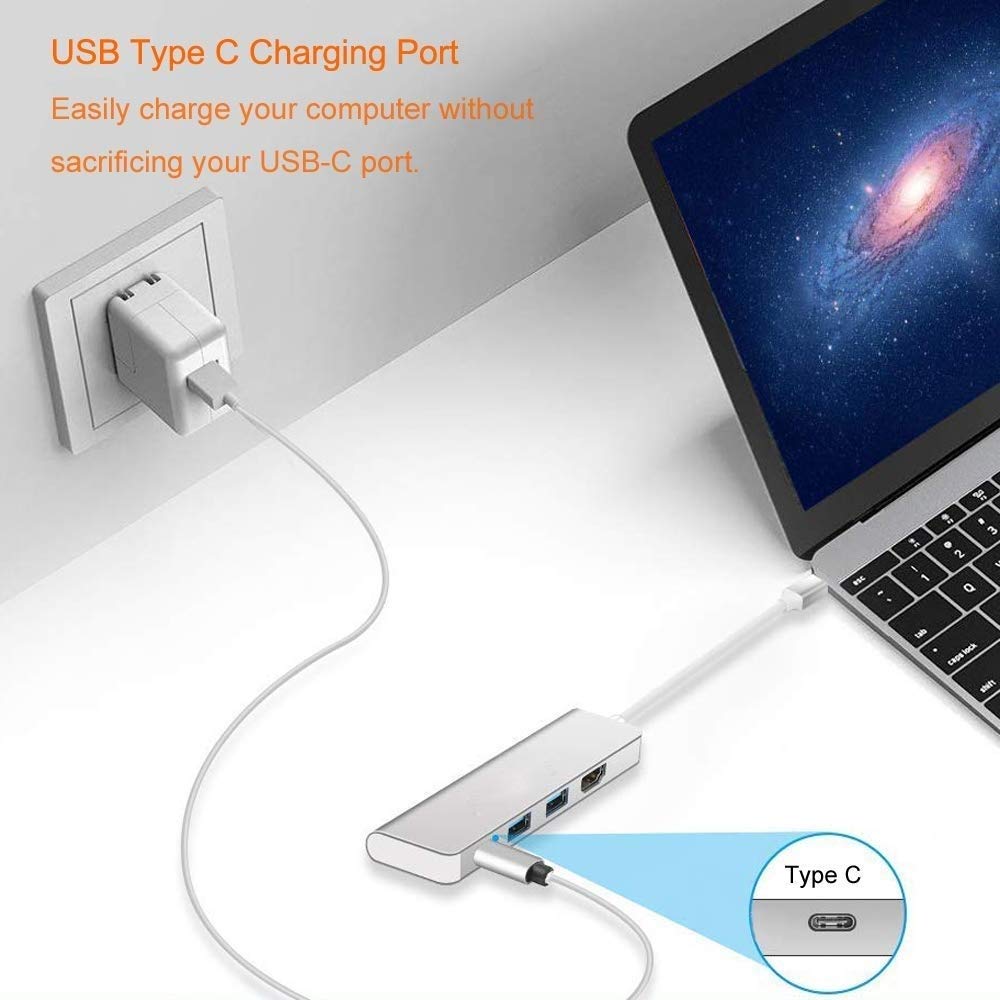 PANUSBGHUB 4 in 1 Type C Hub with HDMI USB 3.0 Adapter for MacBook Hub USB Computer Peripherals USB Type C HDMI for MacBook Pro Air