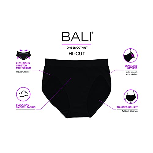 Bali Women's One Smooth U All Over Smoothing Hi Cut Panty, Nude with Black Lace, Large/7