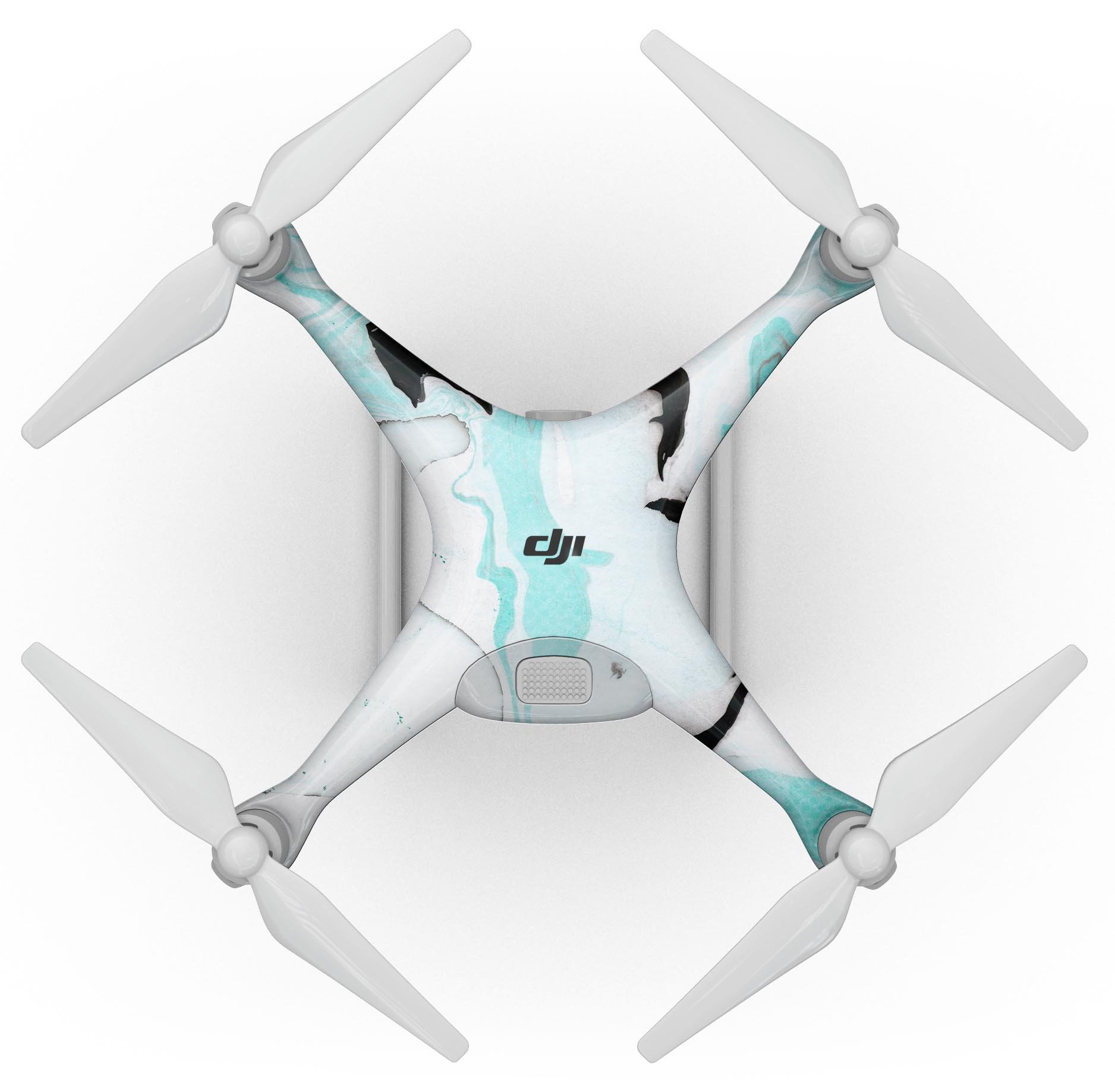 Design Skinz Design Skinz Black and Teal Textured Marble Full-Body Wrap Decal Skin-Kit Compatible with The Drone DJI Phantom 4