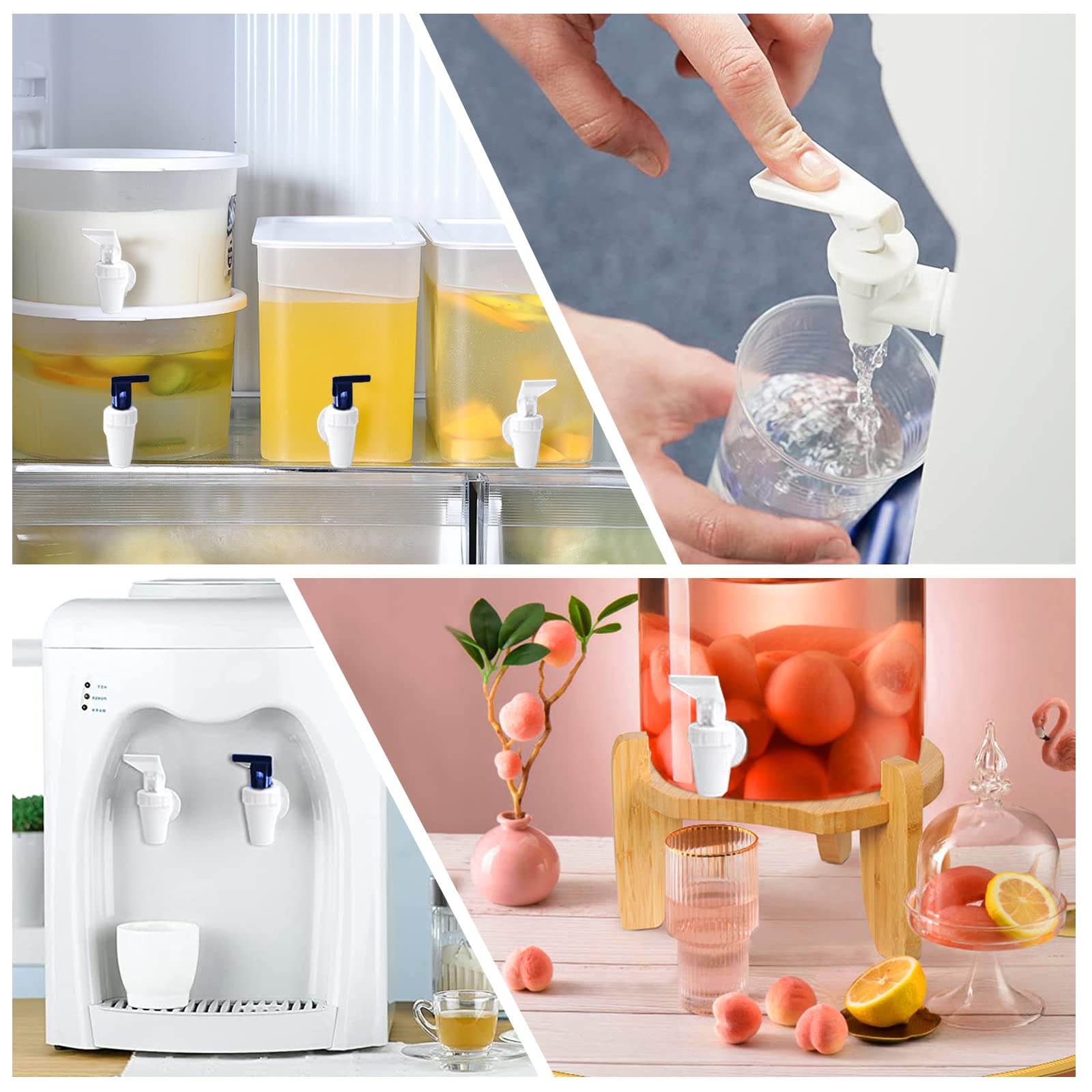 4 Pcs 3/8Plastic Faucet,Replacement Cooler Faucet Water Bottle Jug Reusable Spigot Spout, BPA Free Dispenser Tap Set, Water Crock Valve Gravity Water Spigot (3/8"Internal Thread)