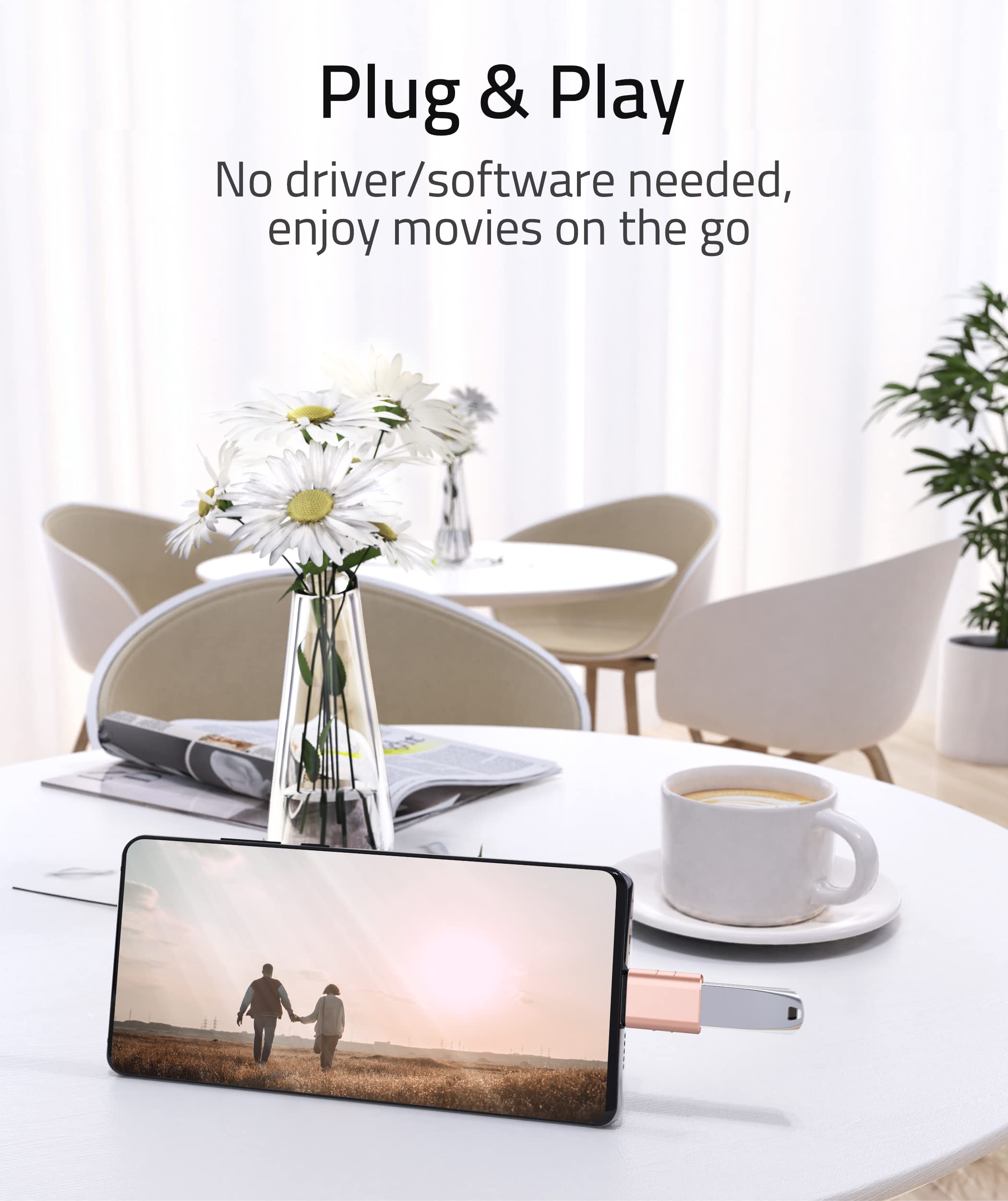 Syntech [2 Pack USB Male to USB3 Female Adapter Compatible with iPhone 16 Pro Max iMac iPad Mini/Pro 2023 Pro MacBook Air 2020 and Other Type C Devices, Rose Gold