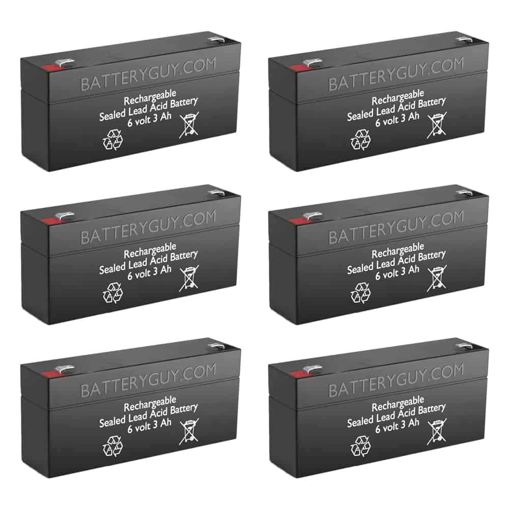 BatteryGuy 2000 Alpha Stimulator Replacement 6V 3Ah SLA Batteries Brand Equivalent (Rechargeable) - Qty of 6