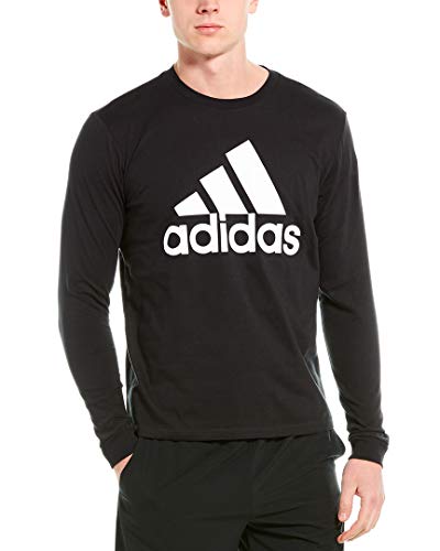 adidas mens Basic Badge of Sport Long Sleeve Tee Black Medium