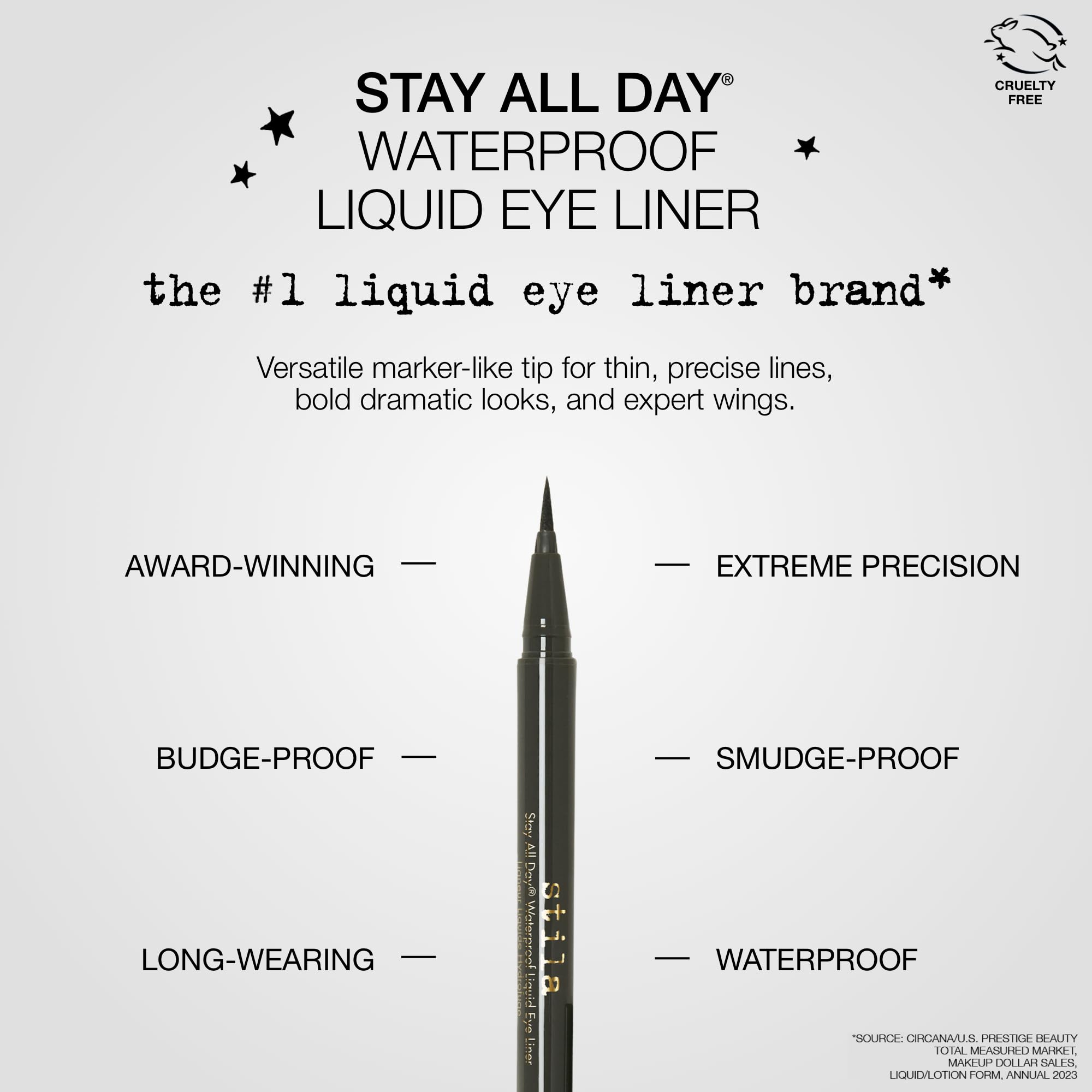 stila Waterproof Liquid Eye Liner, Stay All Day Makeup with Fine Brush Tip | Lasting Satin Finish, Smudge-Proof & Transfer-Resistant