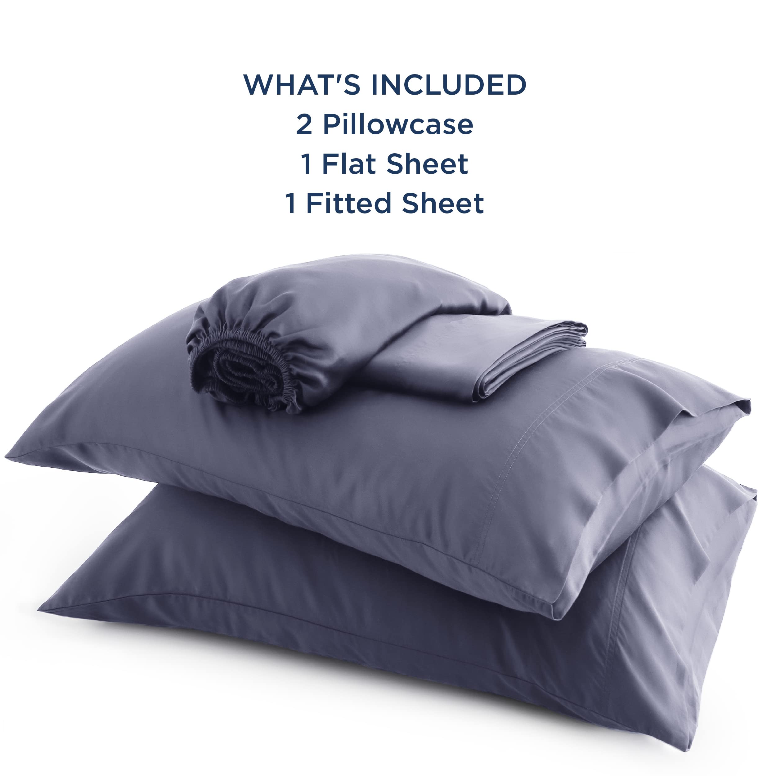 Bedsure Cooling Sheets Set Grey, Rayon Made from Bamboo, Queen Sheet Set, Deep Pocket Up to 16", Hotel Luxury Silky Soft Breathable Bedding Sheets & Pillowcases