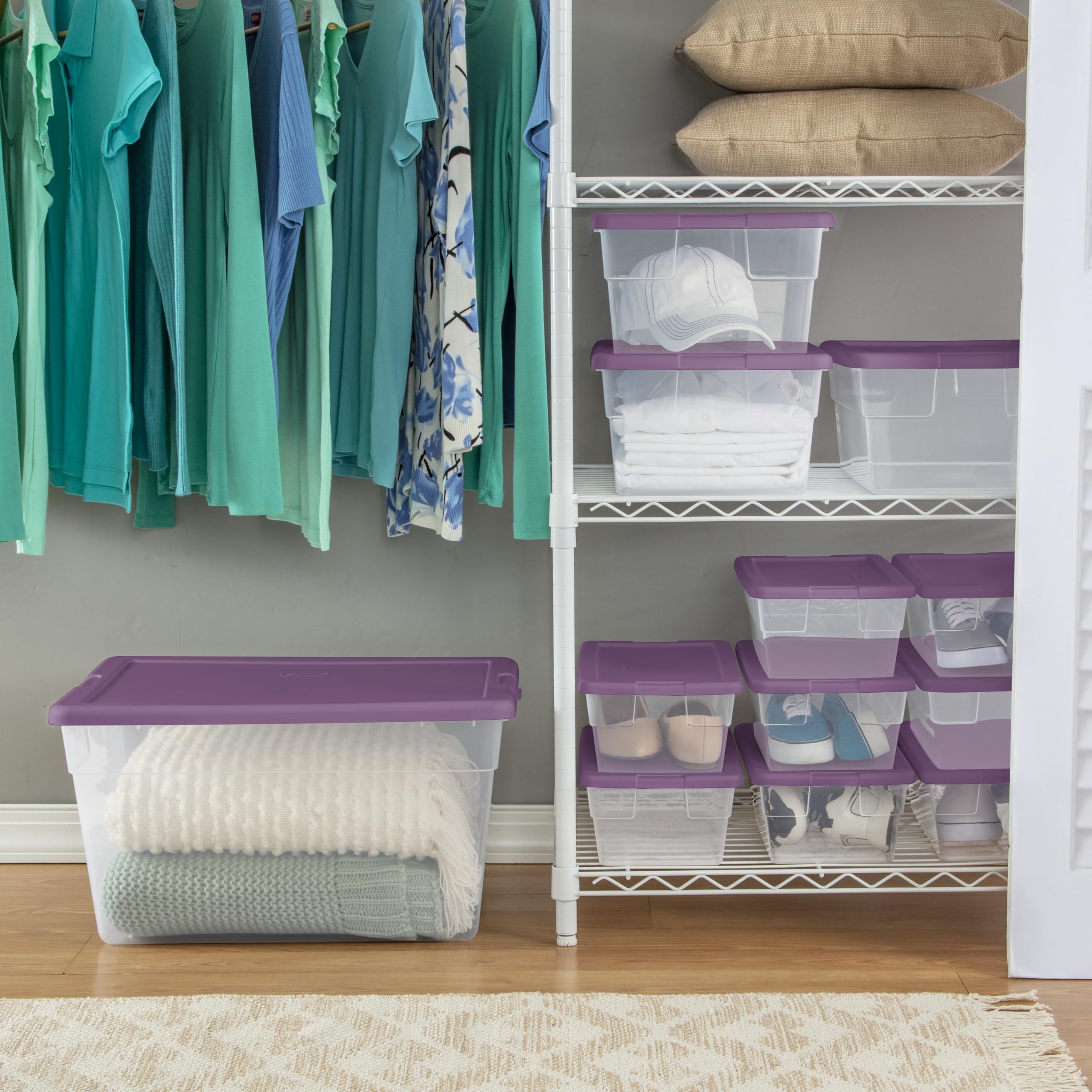 Sterilite Set of (5) 6 Qt./5.7 L Storage Boxes, Moda Purple, 6 Pack