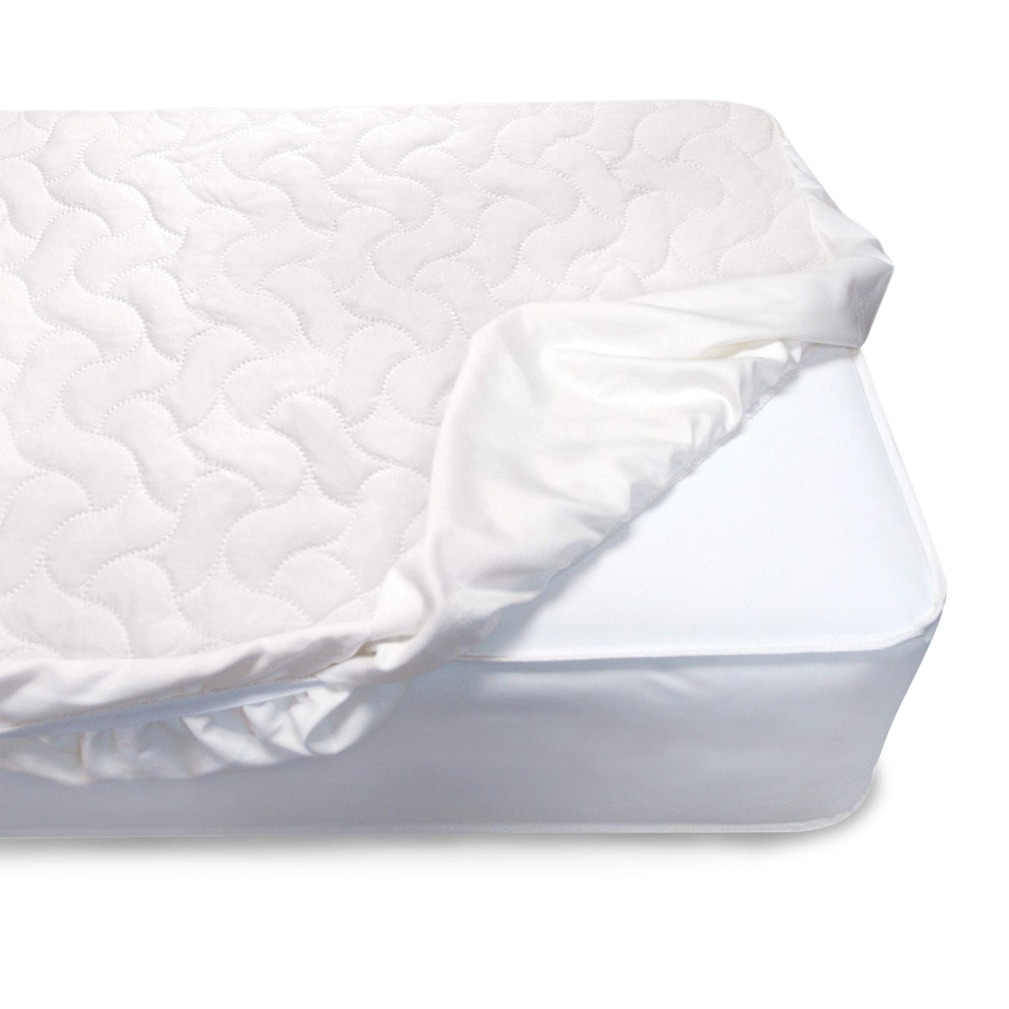 Delta Children Serta Sertapedic Crib Mattress Pad Cover/Protector with Nanotex Stain Repel and Release, Large, White