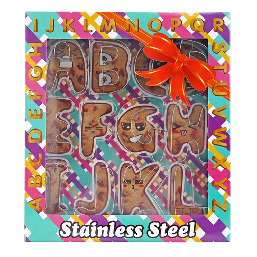 3 Inch Biscuit Cutter for Baking, 26 PCS Halloween Christmas Alphabet Cookie Cutters Set, Stainless Steel Metal Letter Cookie Cutters, Baking Tool for Birthday Cake, Holiday, Party, Gift