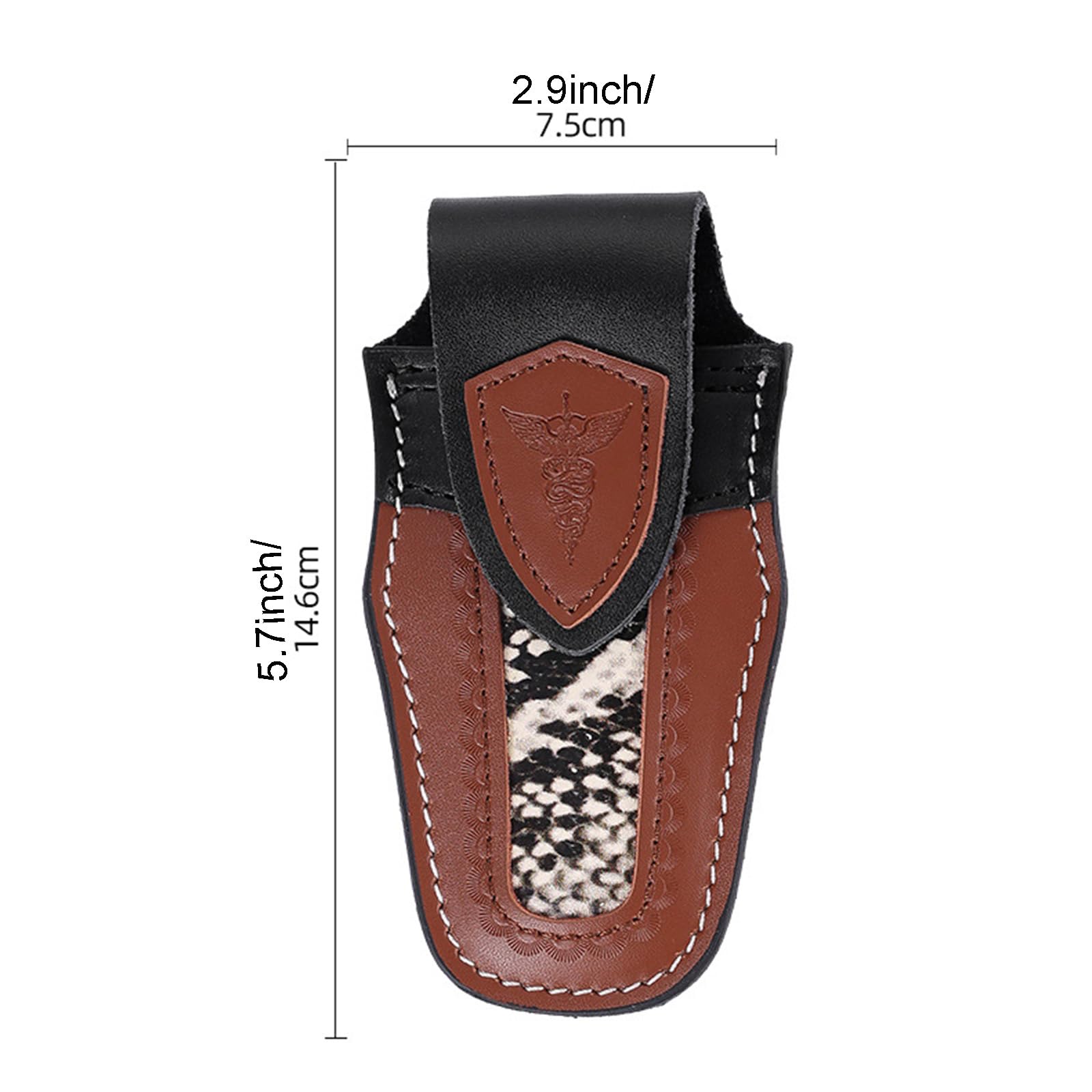 MUZZIOU Leather Portable Folding Knife Sheath With Belt Ring, Flip Cover Pocket Knife Holster with Inner Diameter Length 4.5β for Small Tool Men Fashion Gift