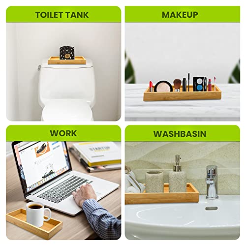 Bamboo Tray - Natural Bamboo - 11.3 X 4.4 X 1.1 in - Vanity Tray for Bathroom - Ecological and Sustainable