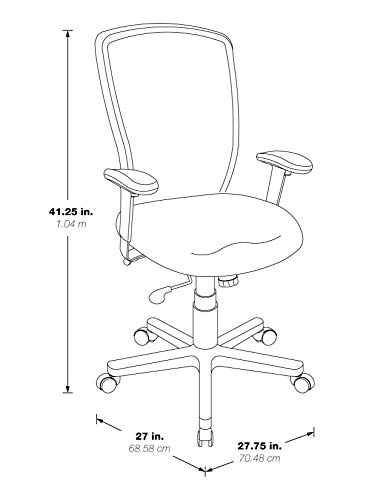 Office Star ProGrid High Back Manager's with Adjustable Seat Height, 2-to-1 Synchro Tilt Control and Seat Slider, Black Mesh