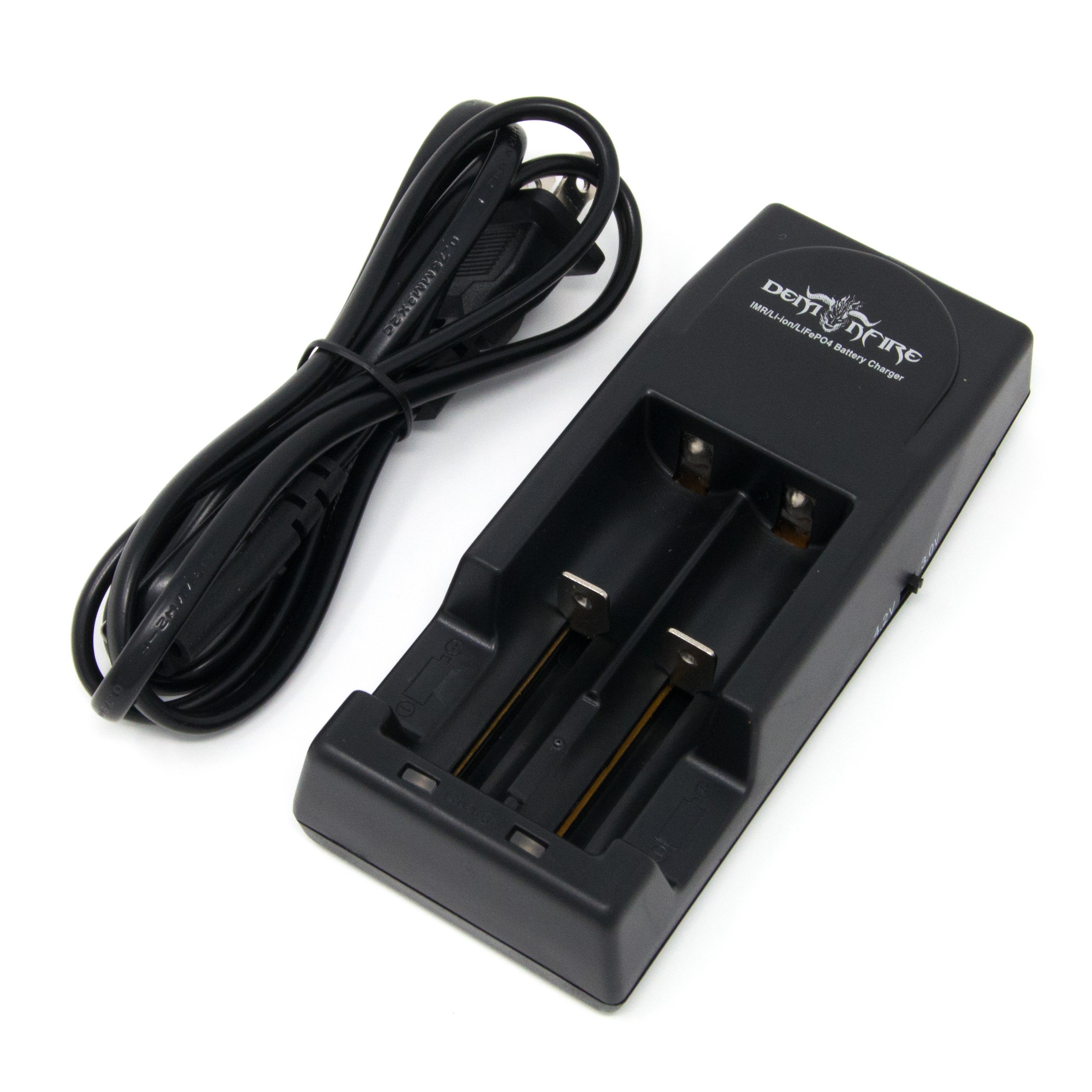 Demonfire 18350 1200mAh 3.7V High Drain LiMn IMR Rechargeable Battery with Button Top (2 Pieces) D1 Charger