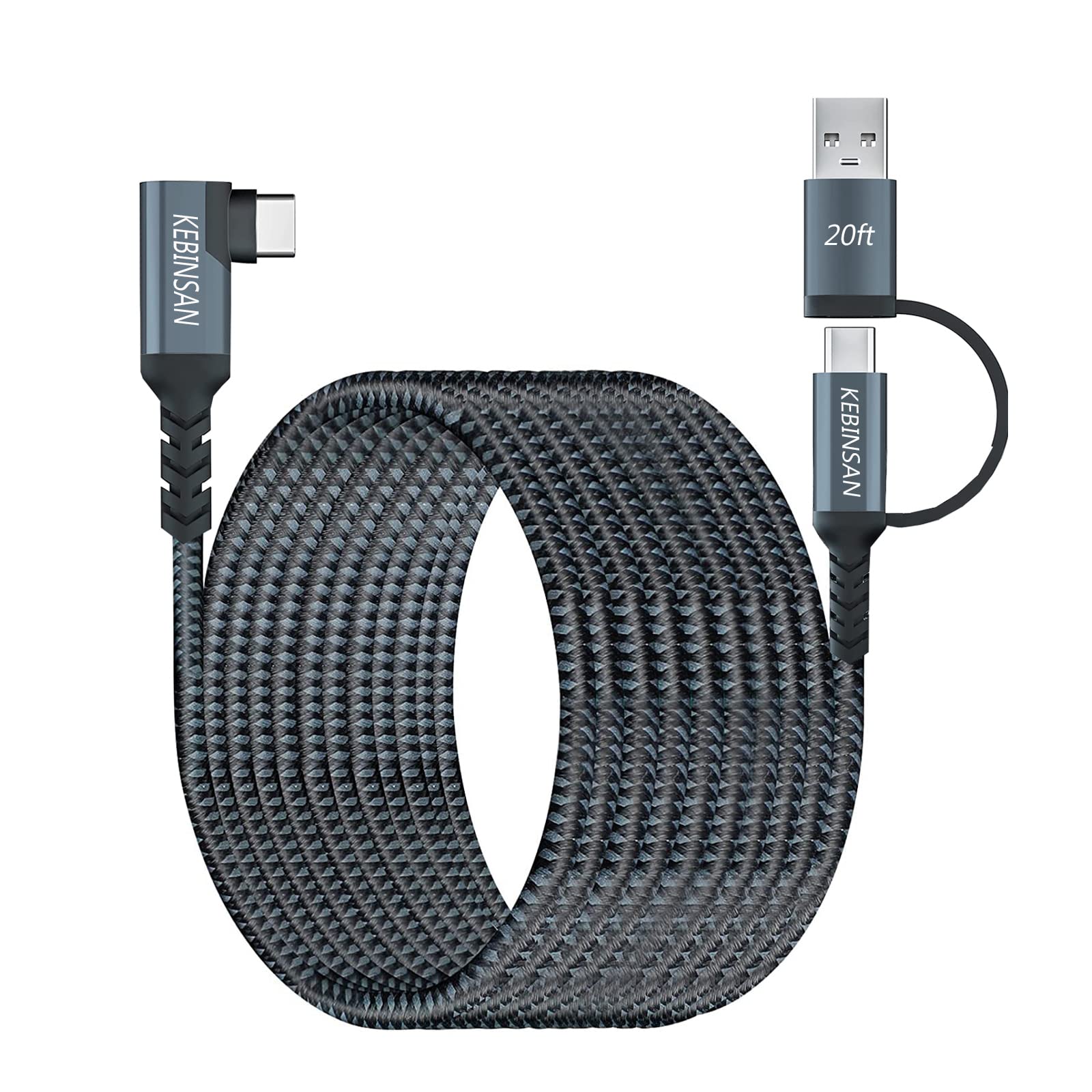2023 Compatible with 20FT Oculus Quest 2/1 Link Cable,USB C High Speed Data Transfer&Fast Charging Cable for VR Headset and Gaming PC,Compatible for Quest 1&Quest 2,Virtual Reality Accessories Braided